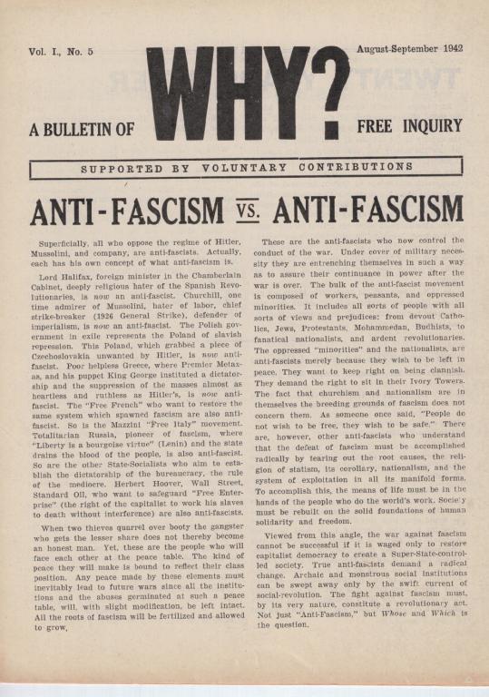 Why? Vol. 1, No. 5 (August-September 1942) | libcom.org